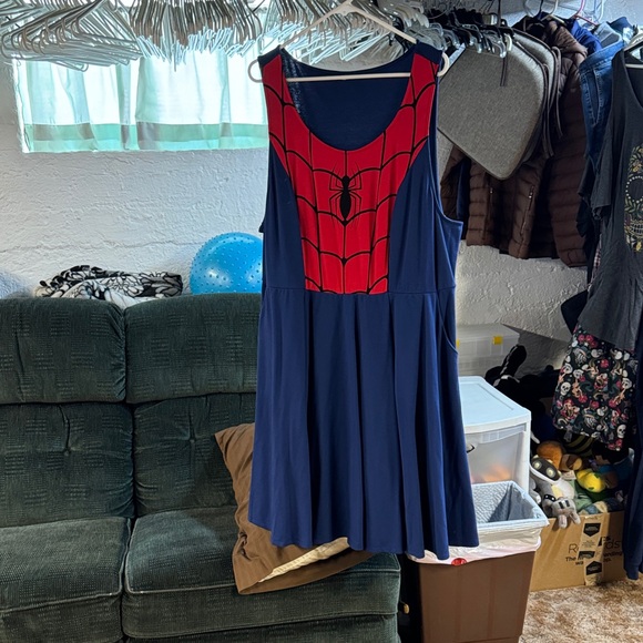 Marvel | Dresses | Marvel Blue And Red Spiderman Midi Dress | Poshmark